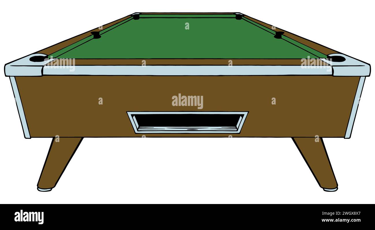 illustration of wooden typical poolroom pool table Stock Photo - Alamy