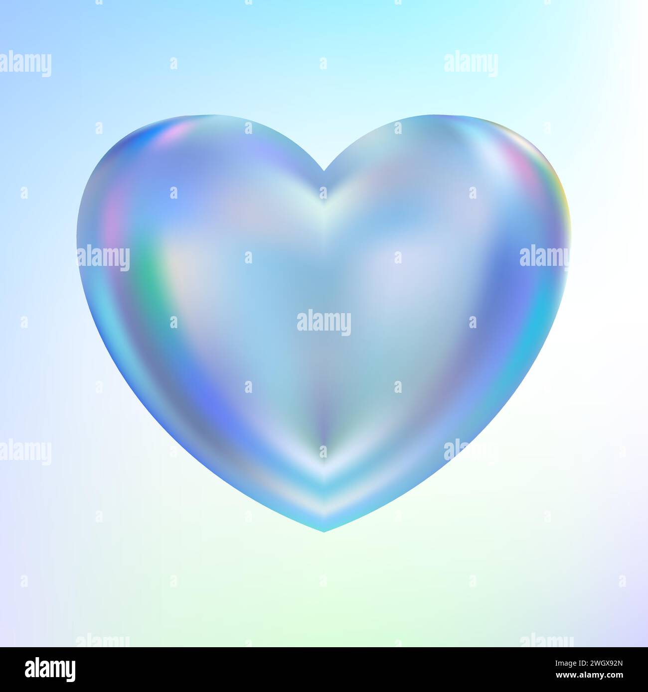 Holographic heart. Fluid liquid chrome heart shape. 3d y2k Stock Vector ...
