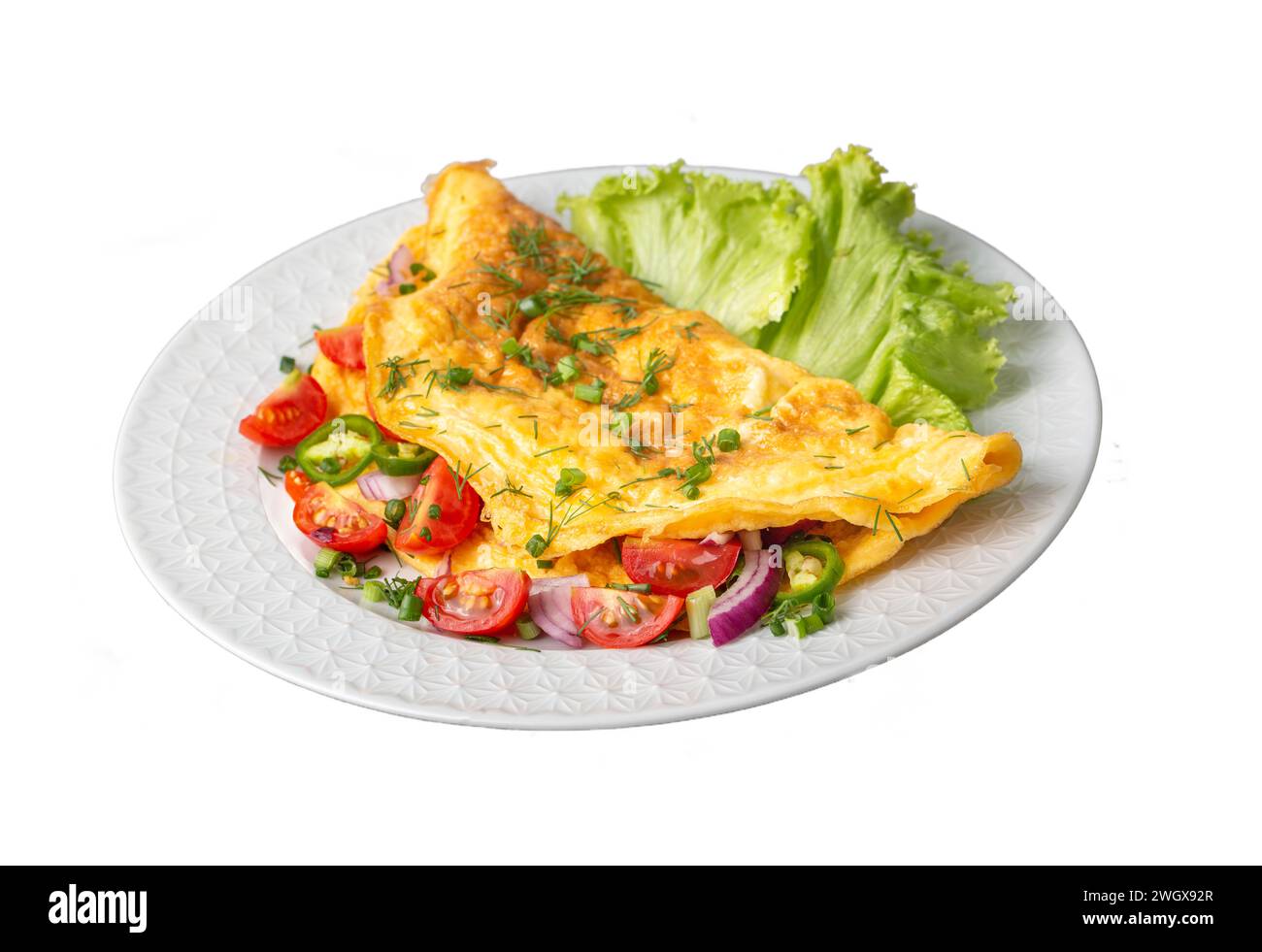 Homemade omelet on plate Cut Out Stock Images & Pictures - Alamy