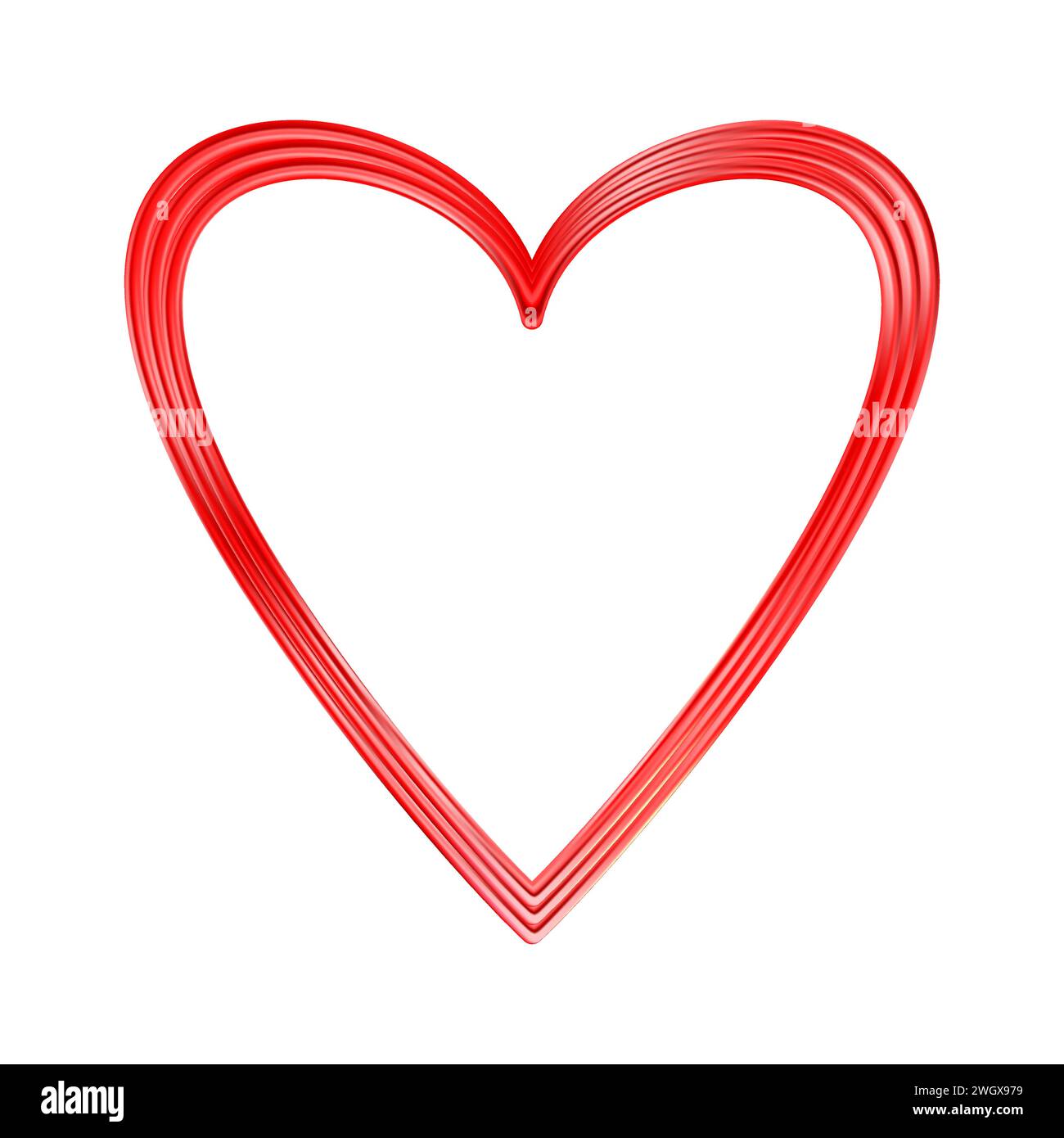 Thin gold heart frame. Golden realistic heart border. Luxury symbol of ...