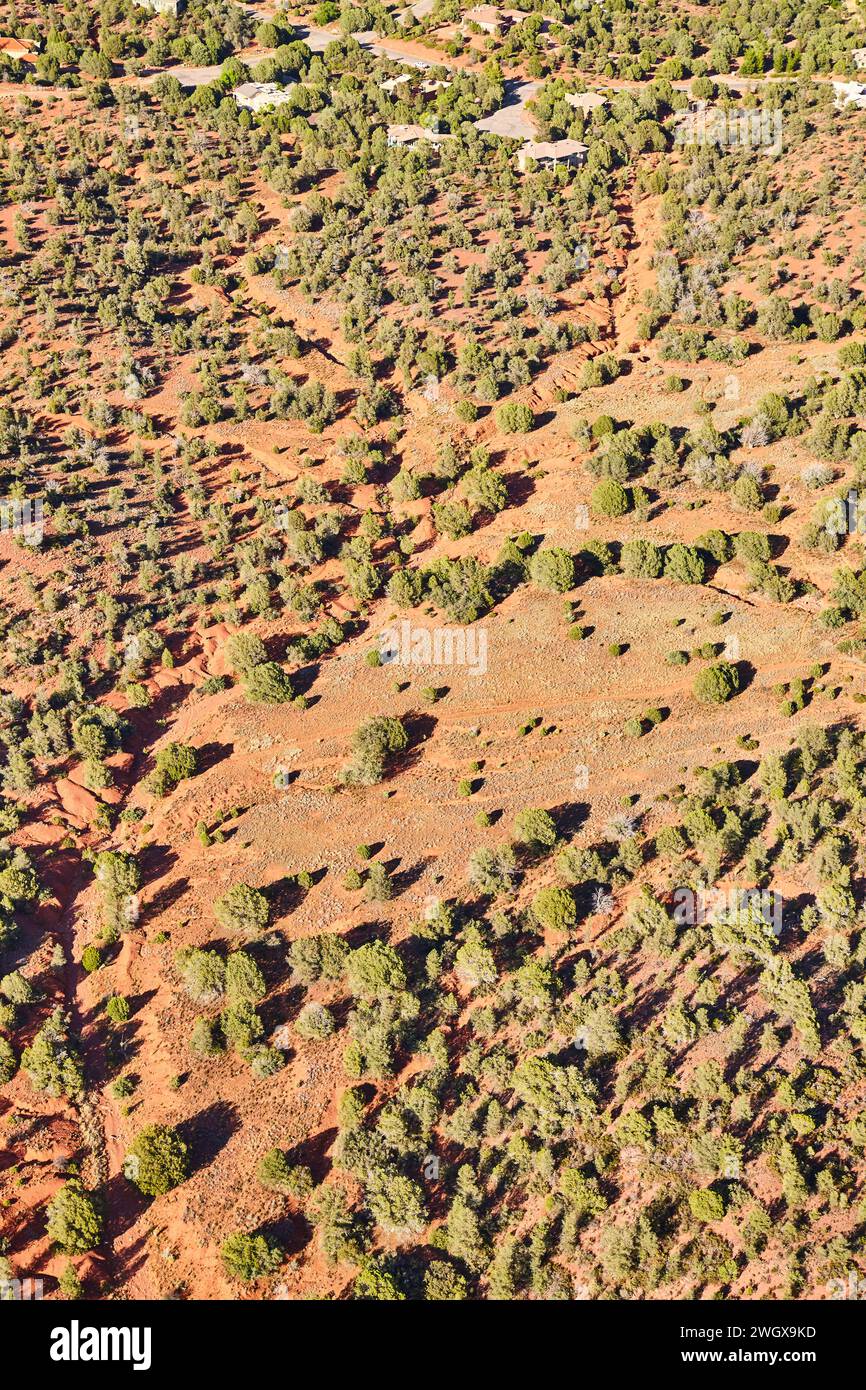 Aerial View of Sedona's Iron-rich Desert Landscape with Greenery Stock ...