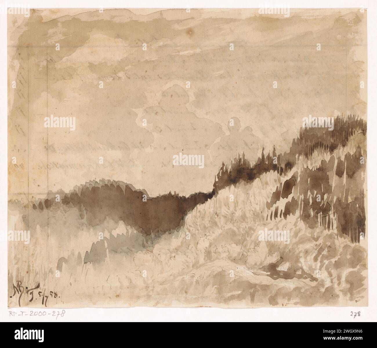 Bos landscape, Johannes Tavenraat, 1858 drawing Forest landscape ...