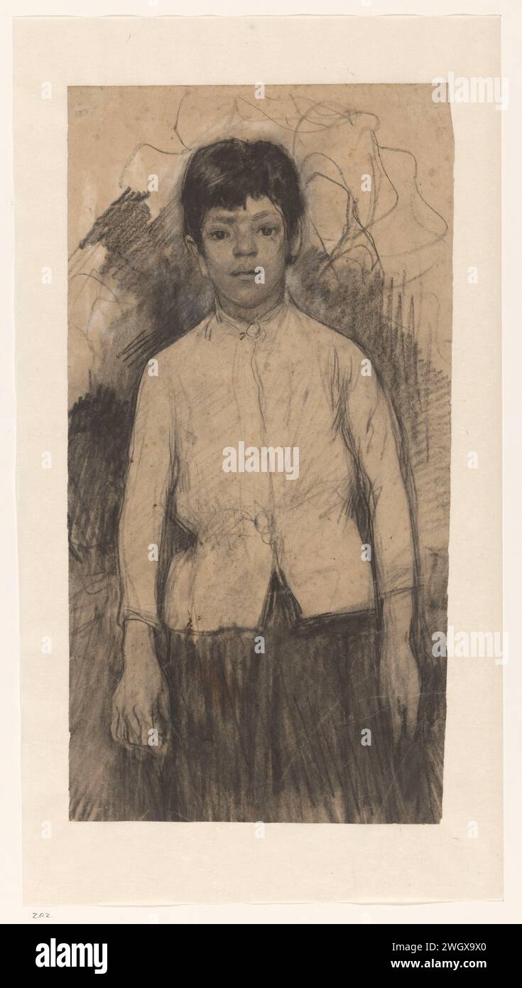 Standing girl, Jac van Looij, 1865 - 1930 drawing paper. chalk Stock ...