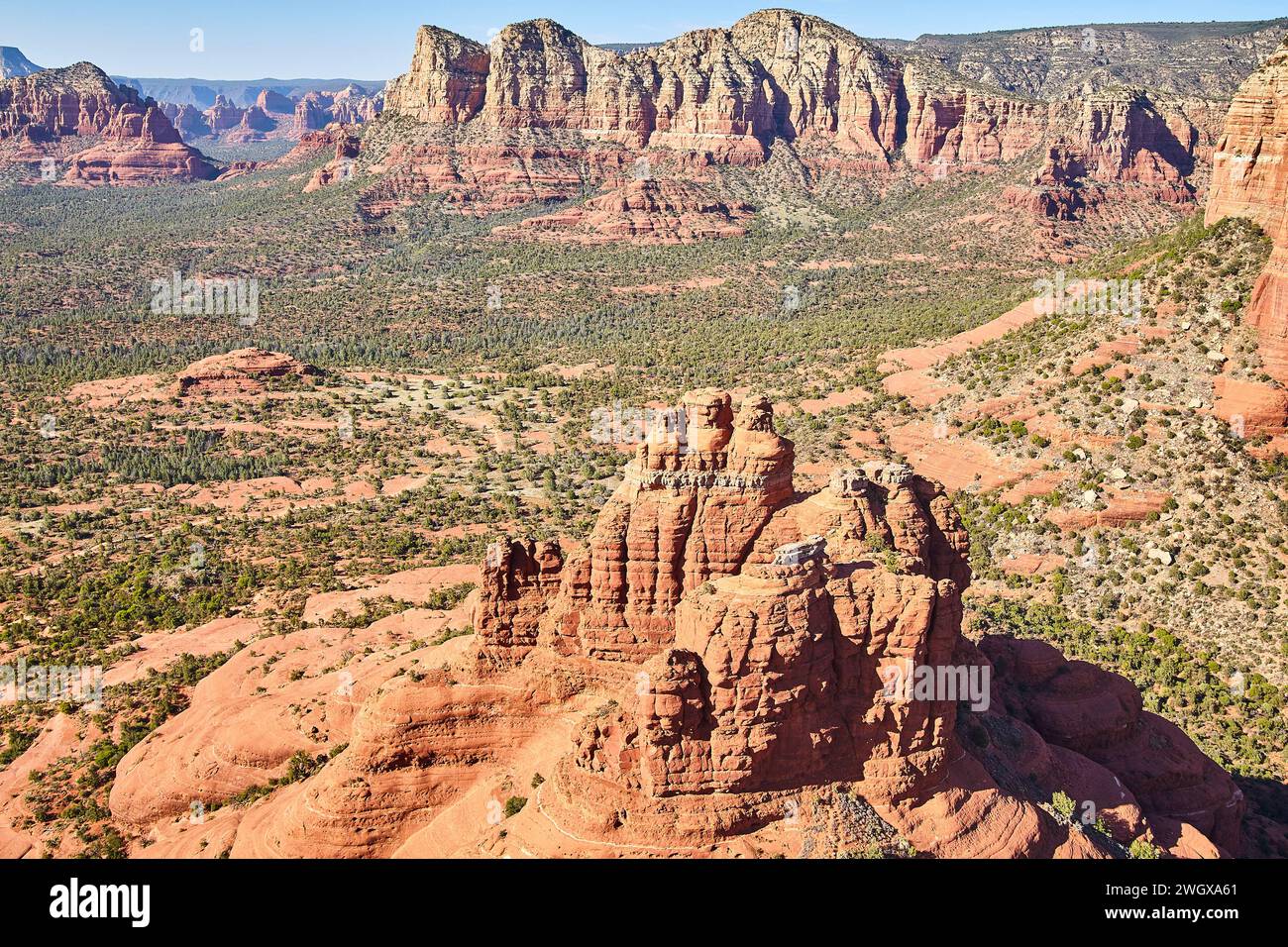 Aerial View of Sedona Red Rocks and Lush Desert Vegetation Stock Photo ...