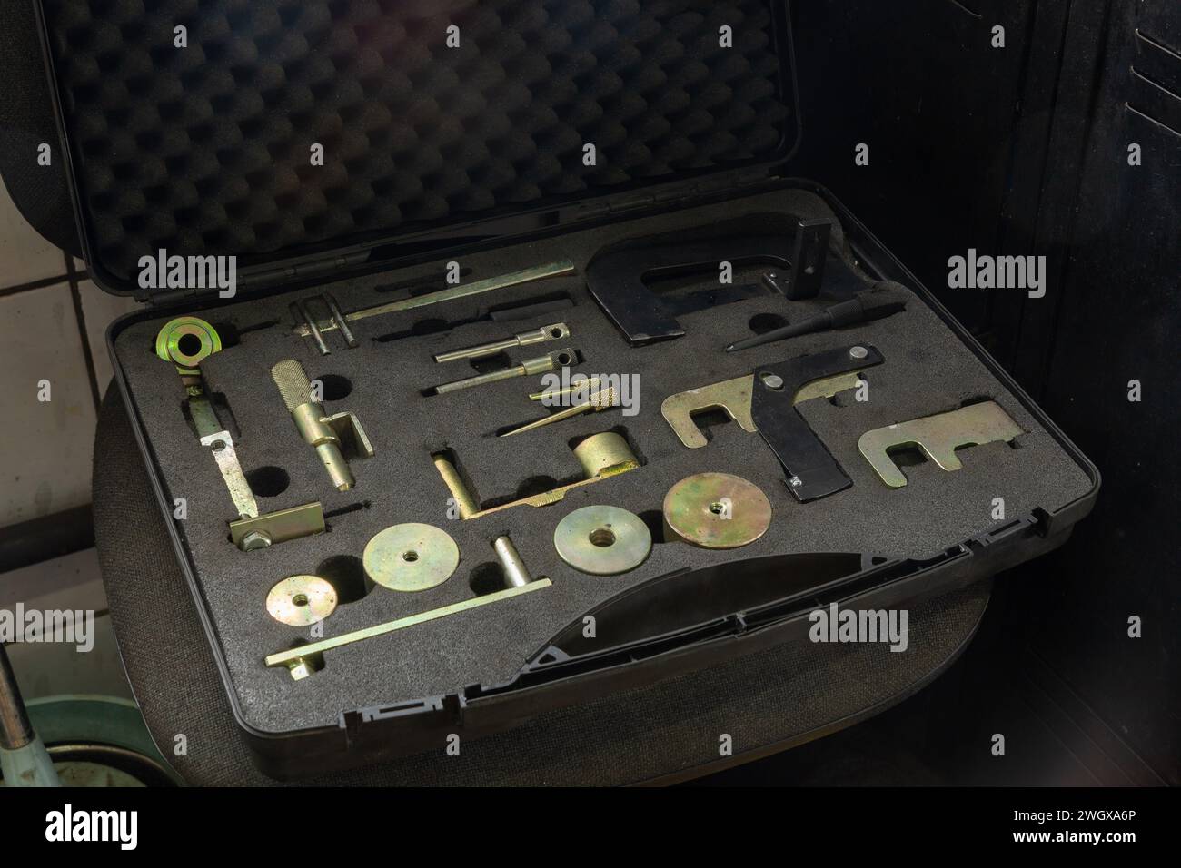 Set of different instruments in big workshop. In the lodgement a set of ...