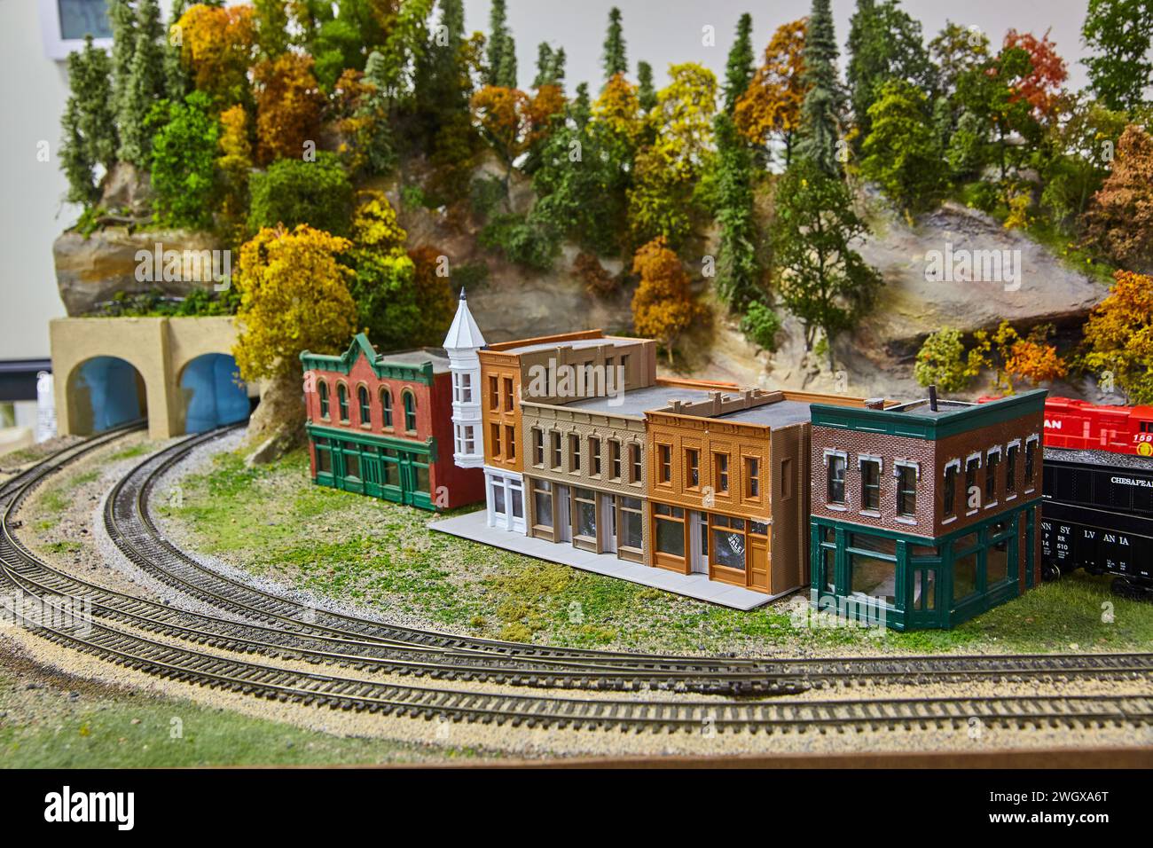 Miniature Train Set Autumn Scene with Eye-Level Perspective Stock Photo ...