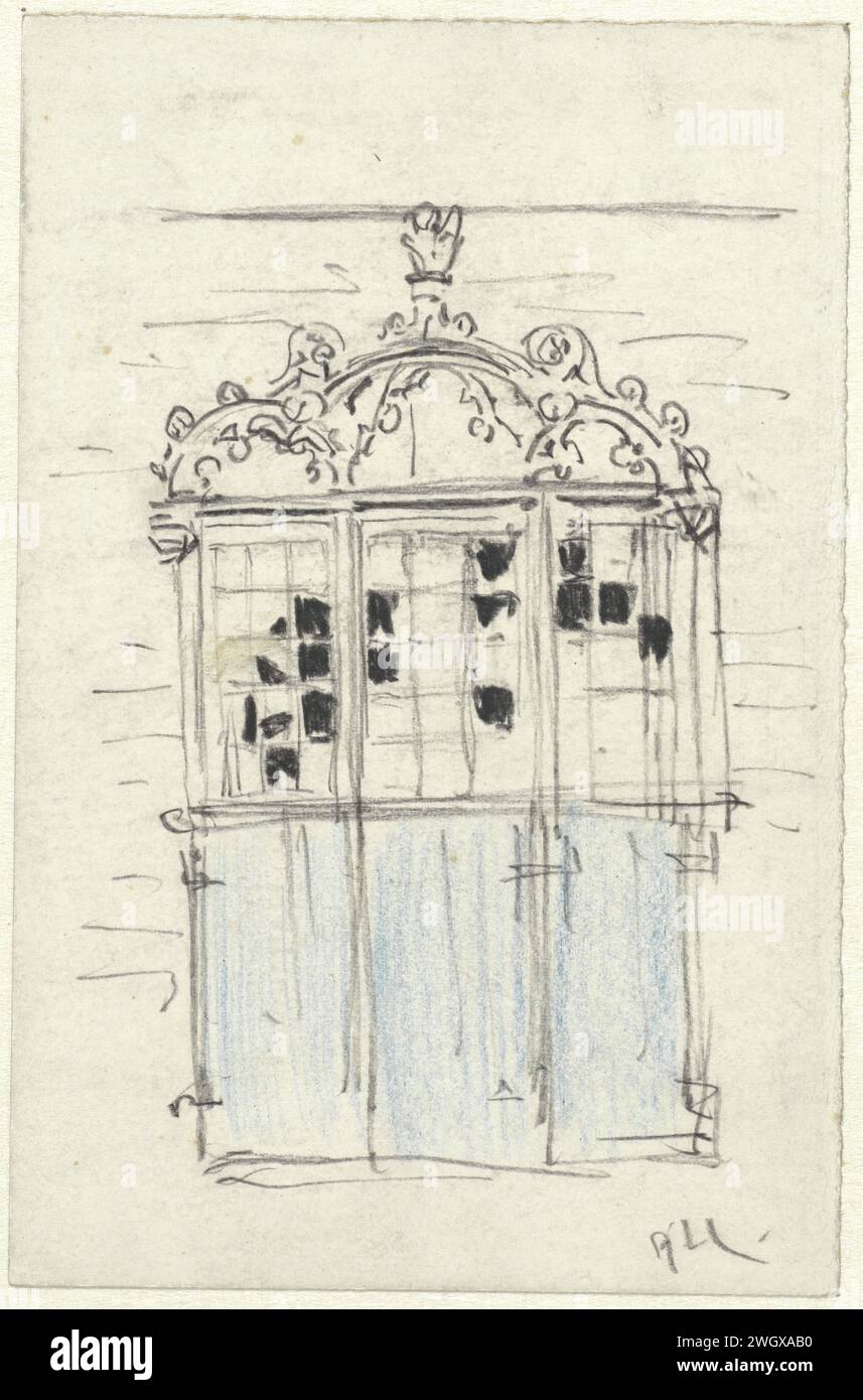 Gothic window, Adolf Le Comte, 1860 - 1921 drawing paper. chalk window ...