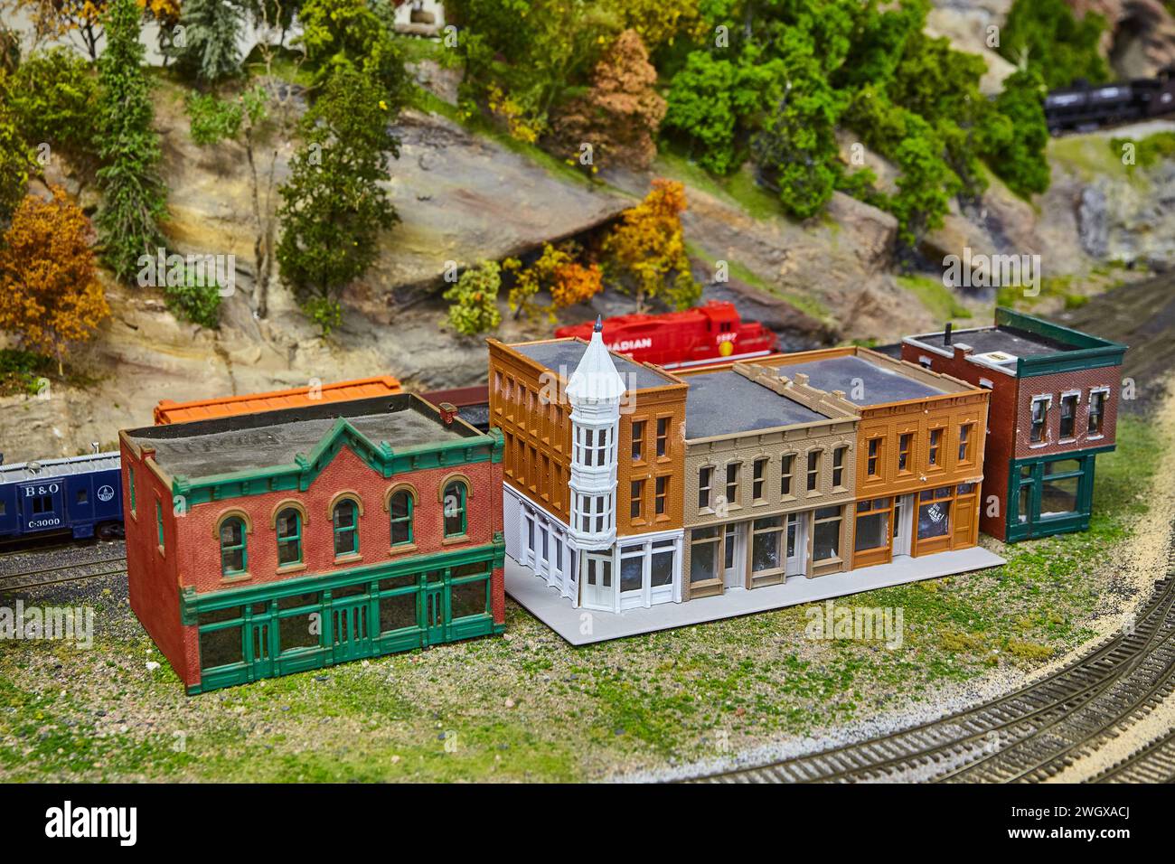 Detailed Model Train Set with Miniature Townscape and CANADIAN ...