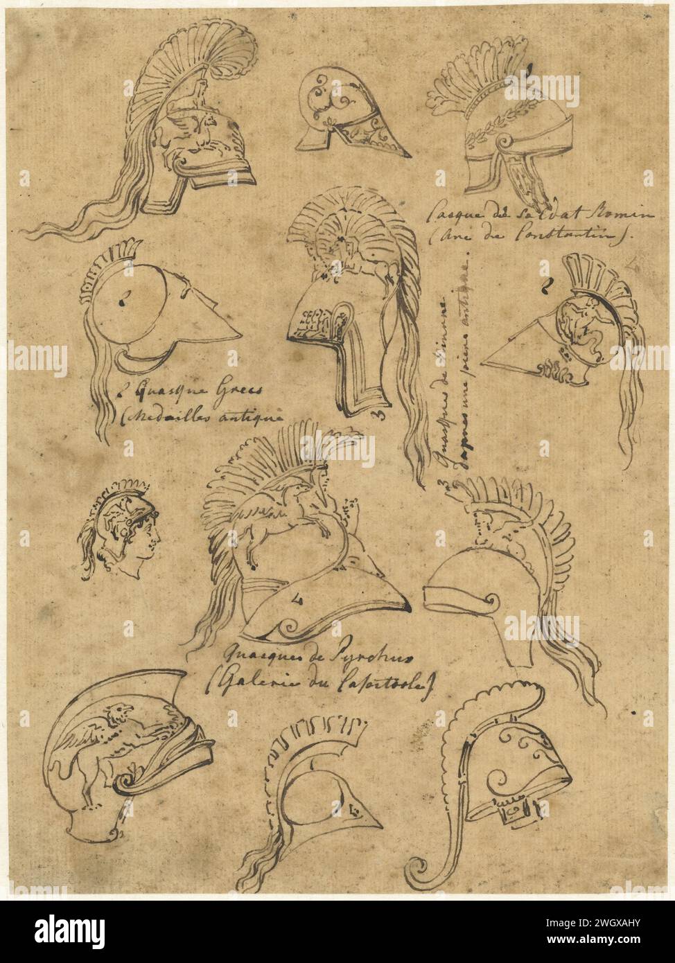 Examples of antique helmets, David Pièrre Giottino Humbert de ...