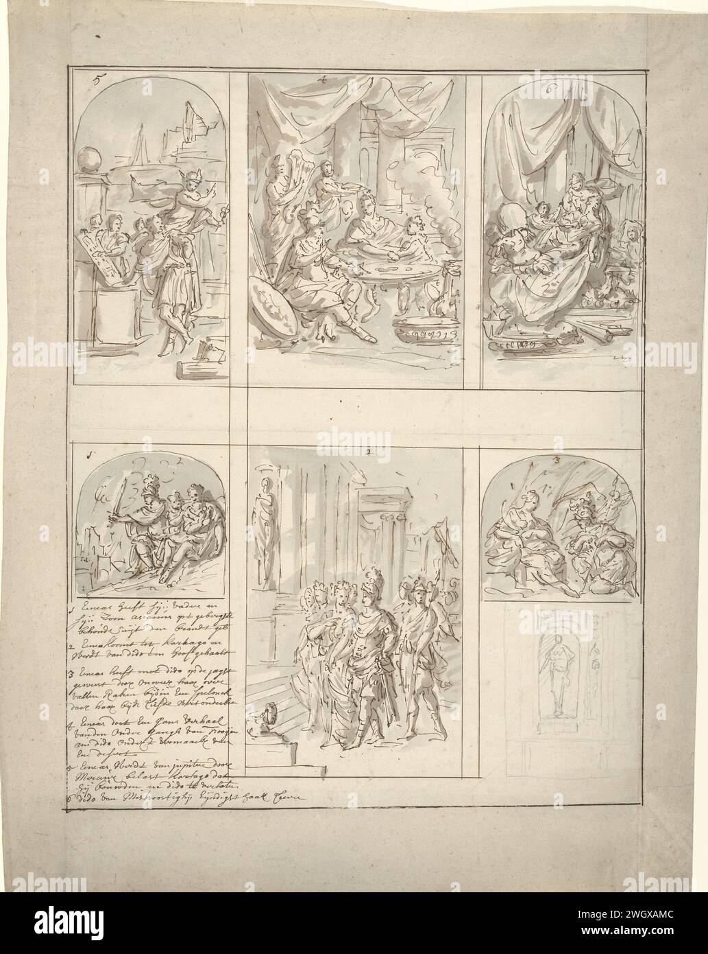 Design for a room painting with scenes from the life of Aeneas, Elias ...