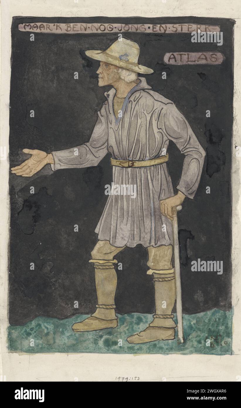 Design for costume for Atlas, Richard Nicolaüs Roland Holst, 1910 ...
