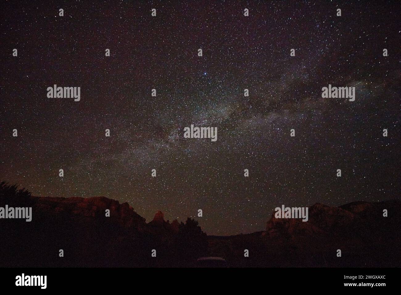 Sedona Milky Way Over Rugged Terrain - Nighttime Astrophotography Stock ...