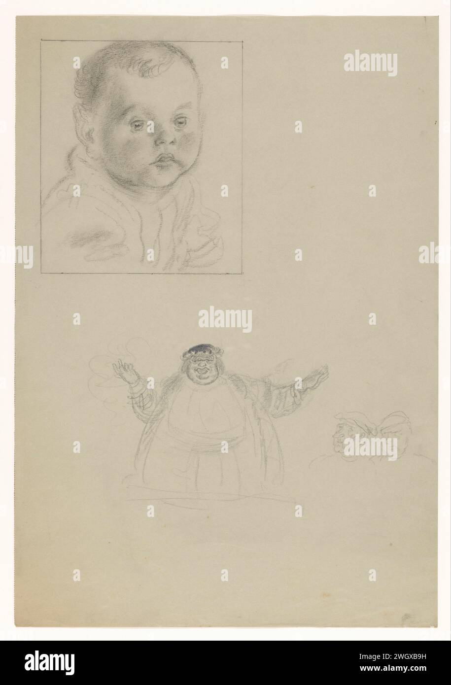 Baby in a frame and under a few figures, c. 1936 - c. 1940 drawing ...