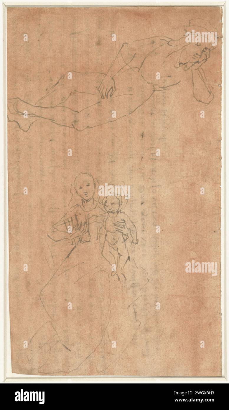 Study sheet with lying Jesse and a sitting Madonna, master of the ...