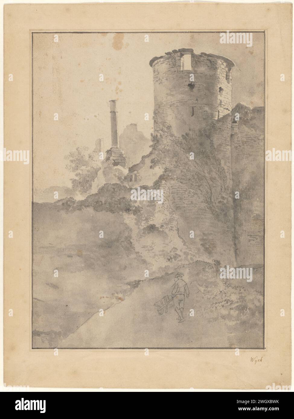 View of an Italianate Round Tower by a Ruined Wall, Jan Lapp, c. 1630 ...