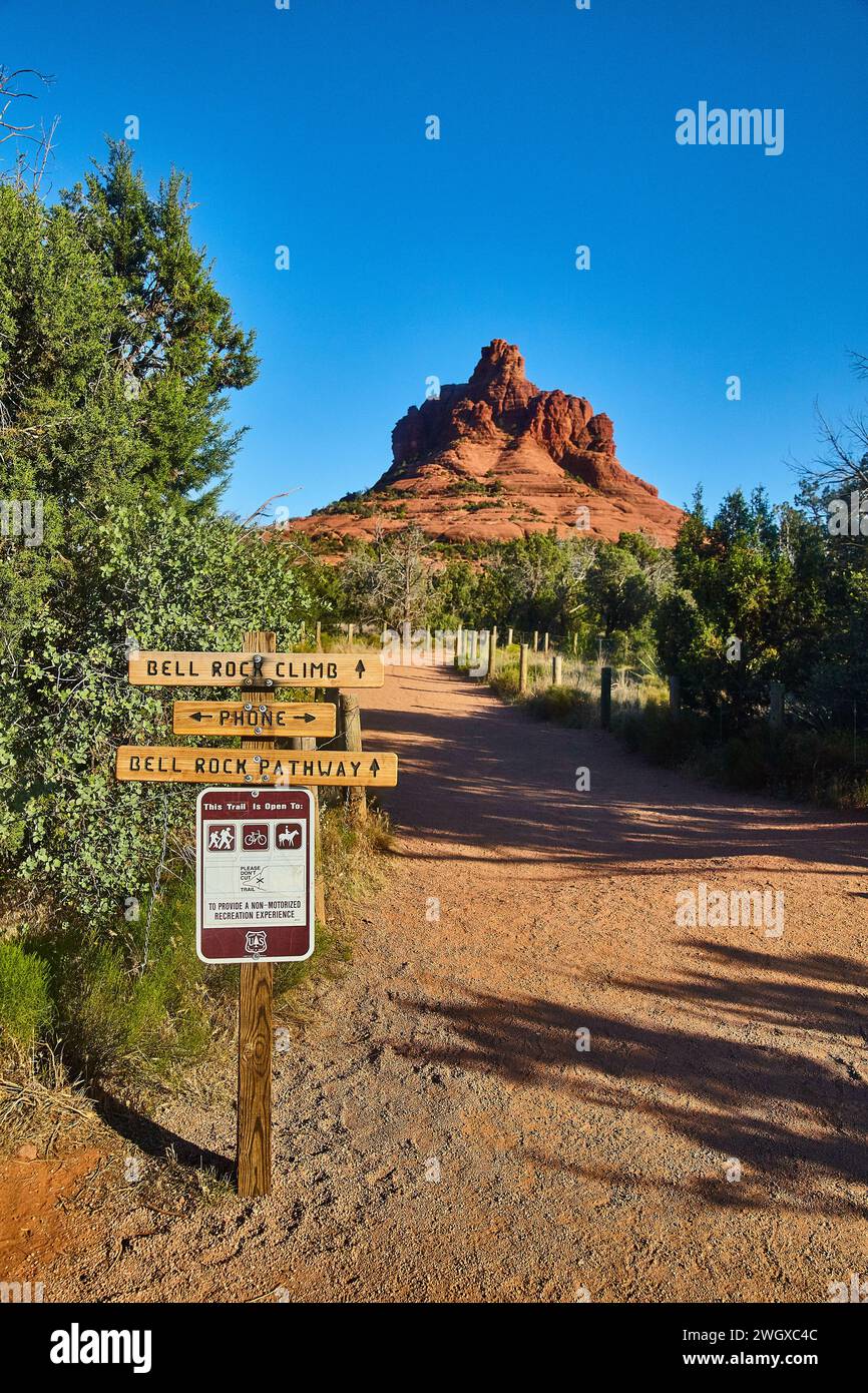 Bell Rock Sedona Arizona with Trailhead Sign and Pathway Stock Photo ...