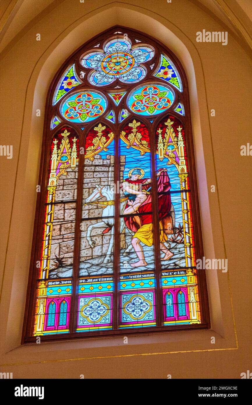 Stained Glass Window of Saint in St. Peter's Church, Interior View ...