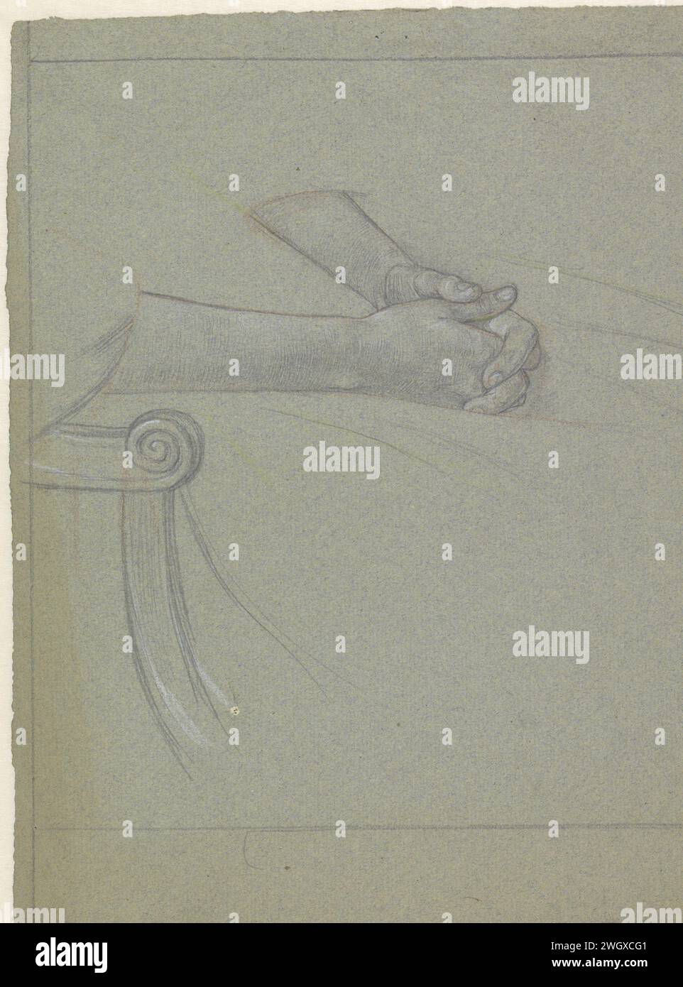 Study of two folded hands in the lap, Jan Veth, 1874 - 1925 drawing ...