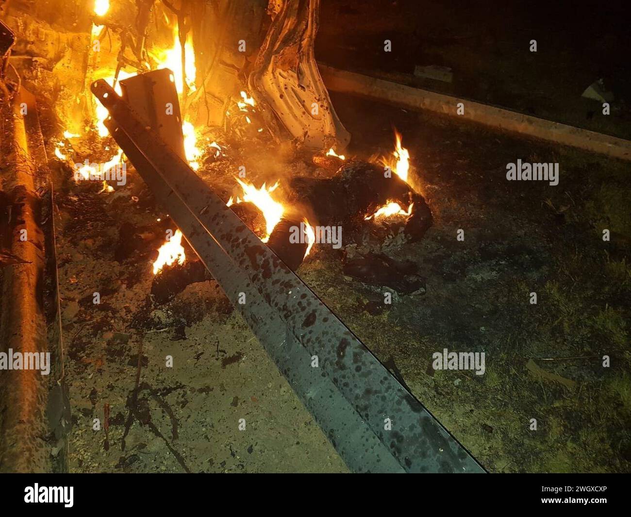 Assassination of Qasem Soleimani – burning body Stock Photo - Alamy
