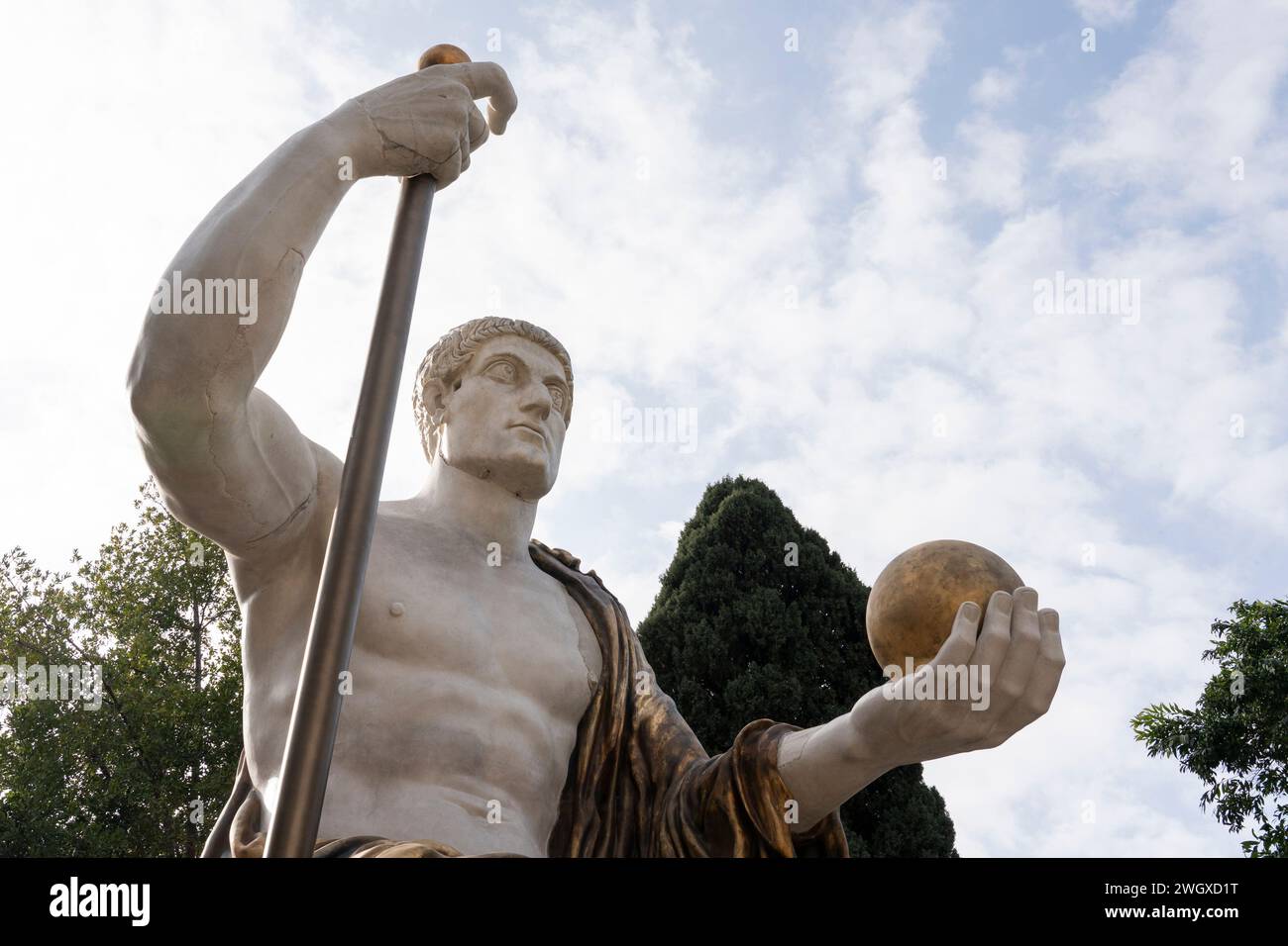 Detail of replica of the statue Roman Emperor Constantine that was ...