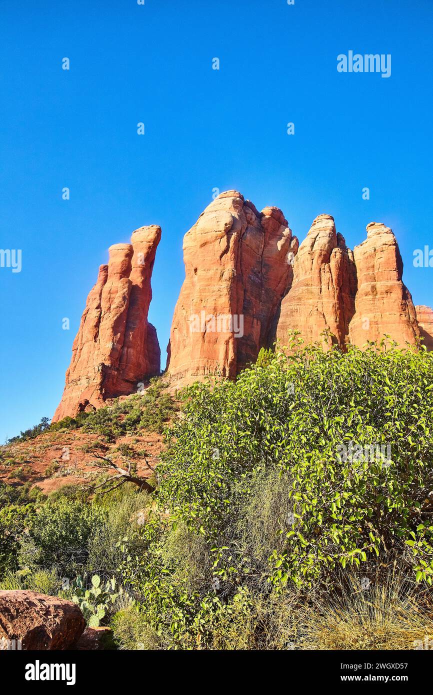 Red Rock Formations of Cathedral Rock, Sedona - Desert Landscape View ...