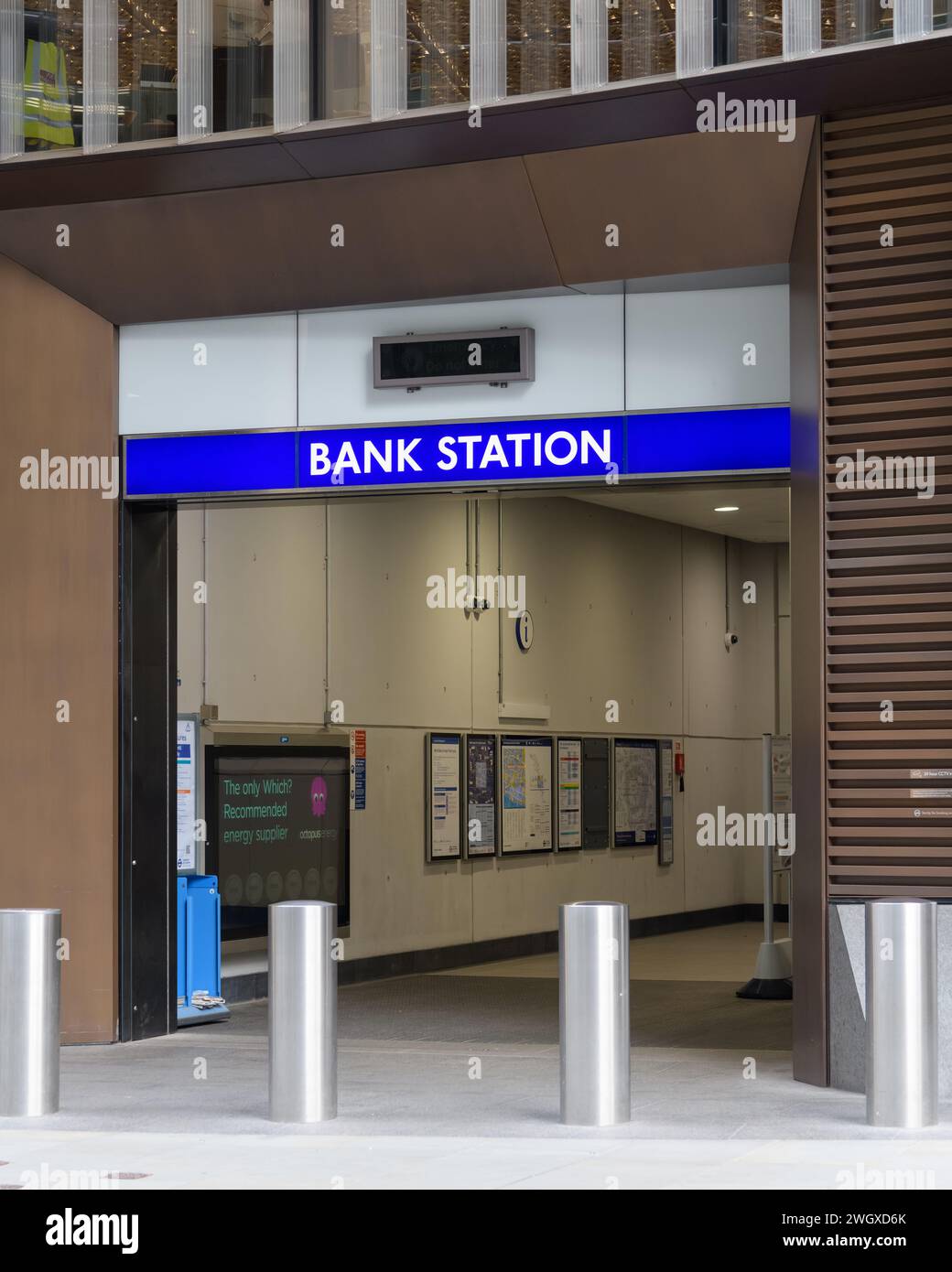 London, UK - July 28, 2023; Entrance to London Underground Bank Station ...