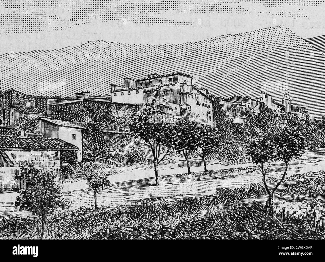 Assergi e il Gran Sasso (xilografia Stock Photo - Alamy