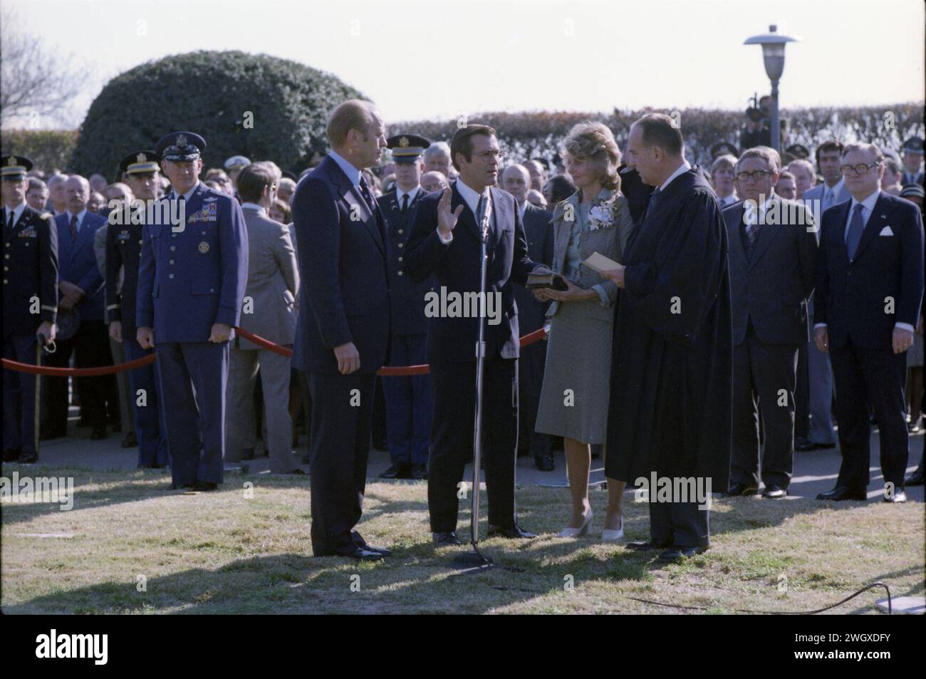 Associate Supreme Court Justice Potter Stewart Swearing Donald Rumsfeld ...