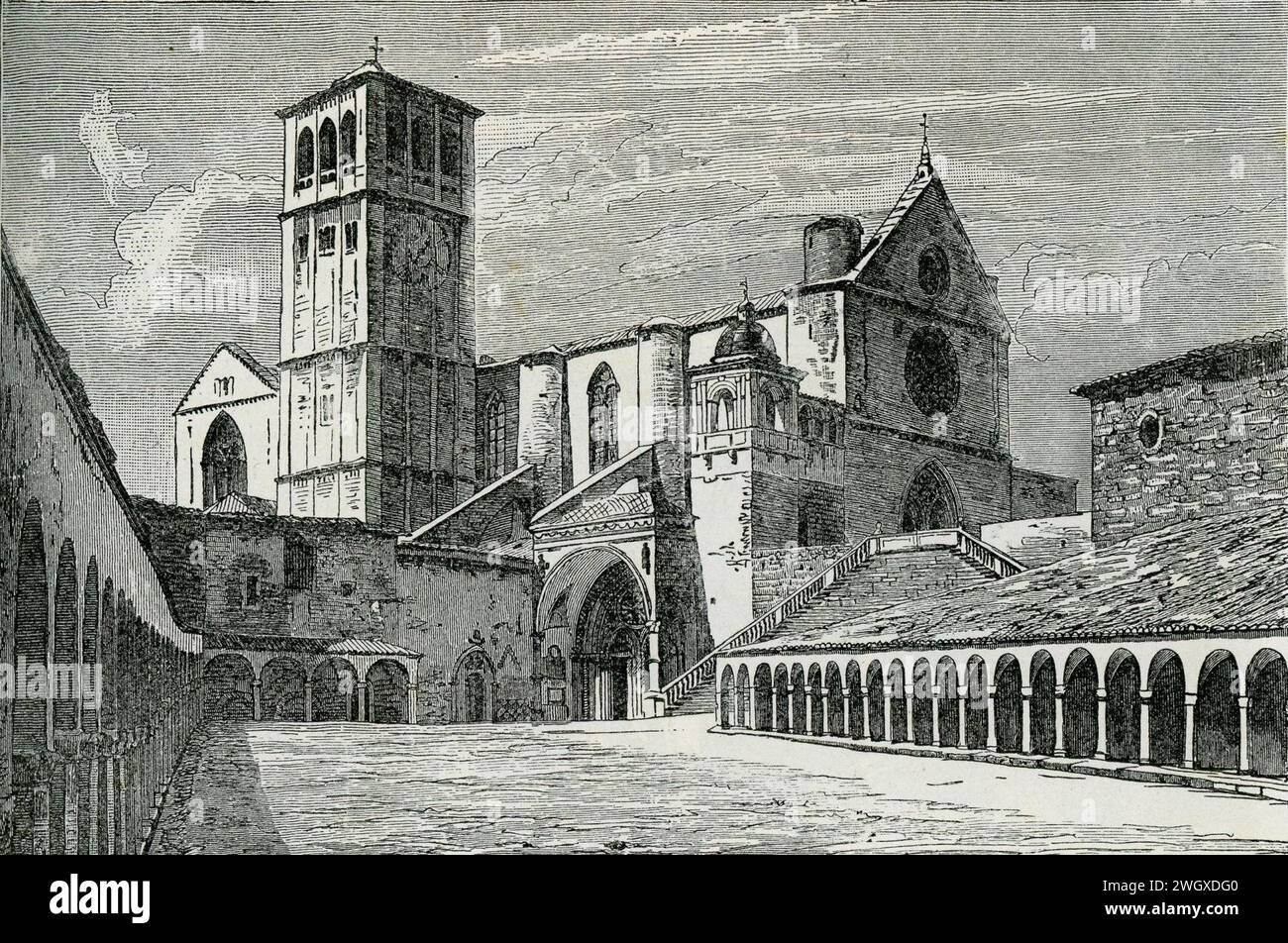 Assisi Basilica di San Francesco incisione Stock Photo - Alamy