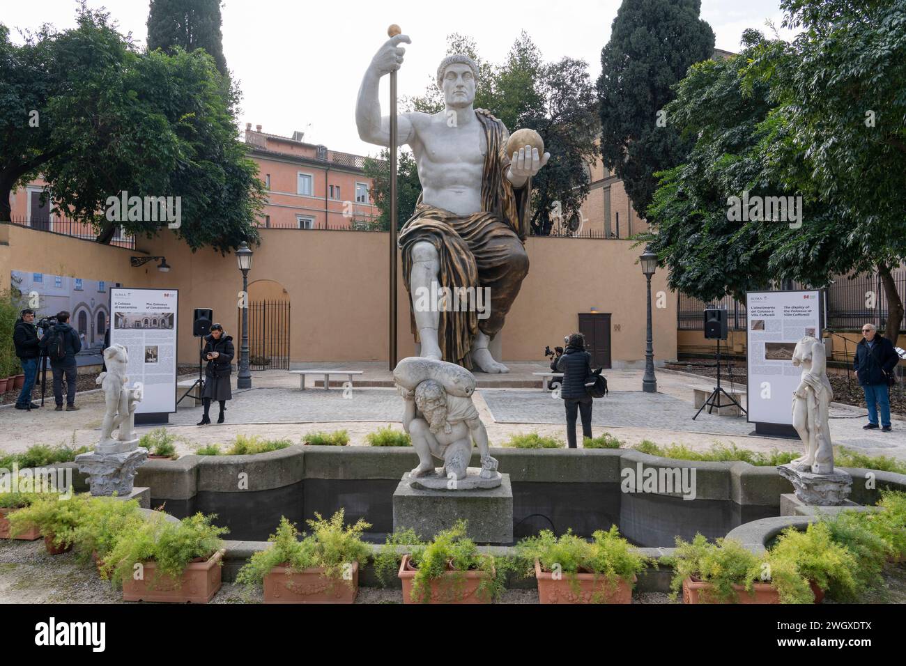 View of a massive, 13-meter (yard) replica of the statue Roman Emperor ...