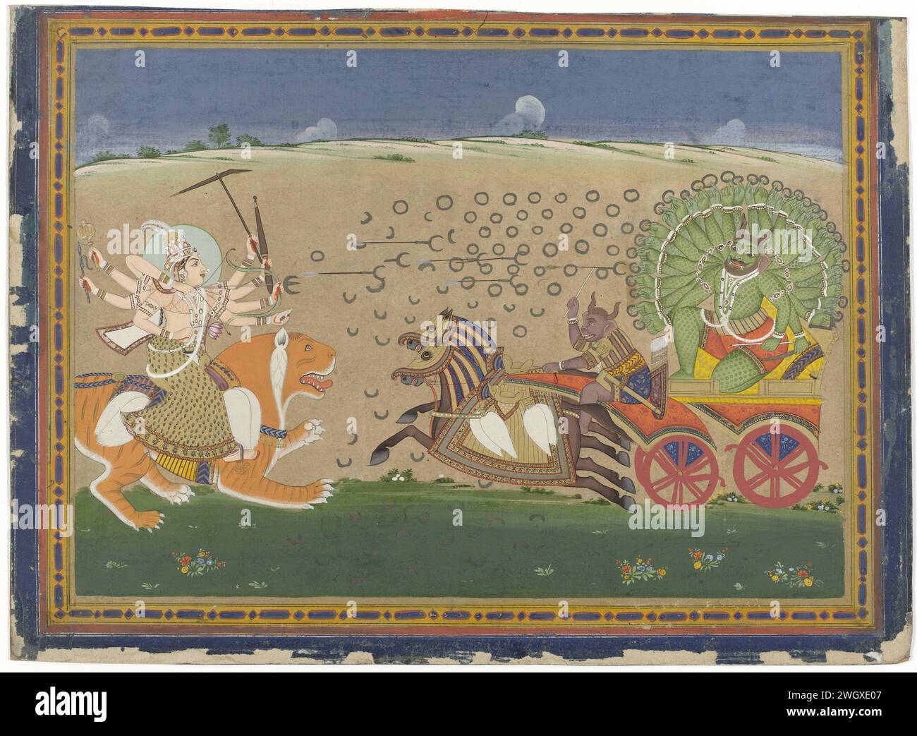 Fight between Durga and Nicumba, Anonymous, 1770 - 1790 Indian ...