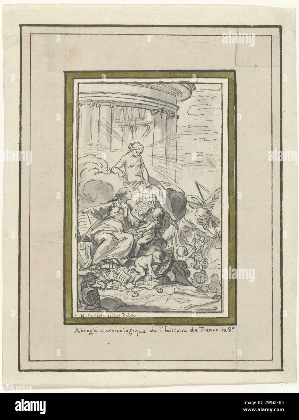 Allegory of History Studying Truth, Charles Nicolas Cochin (II), before ...