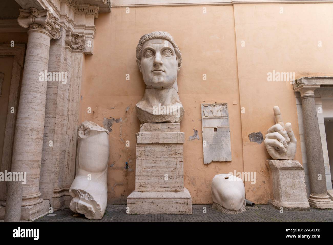 Rome, Italy. 6th Feb, 2024. The surviving portions of the statue of ...