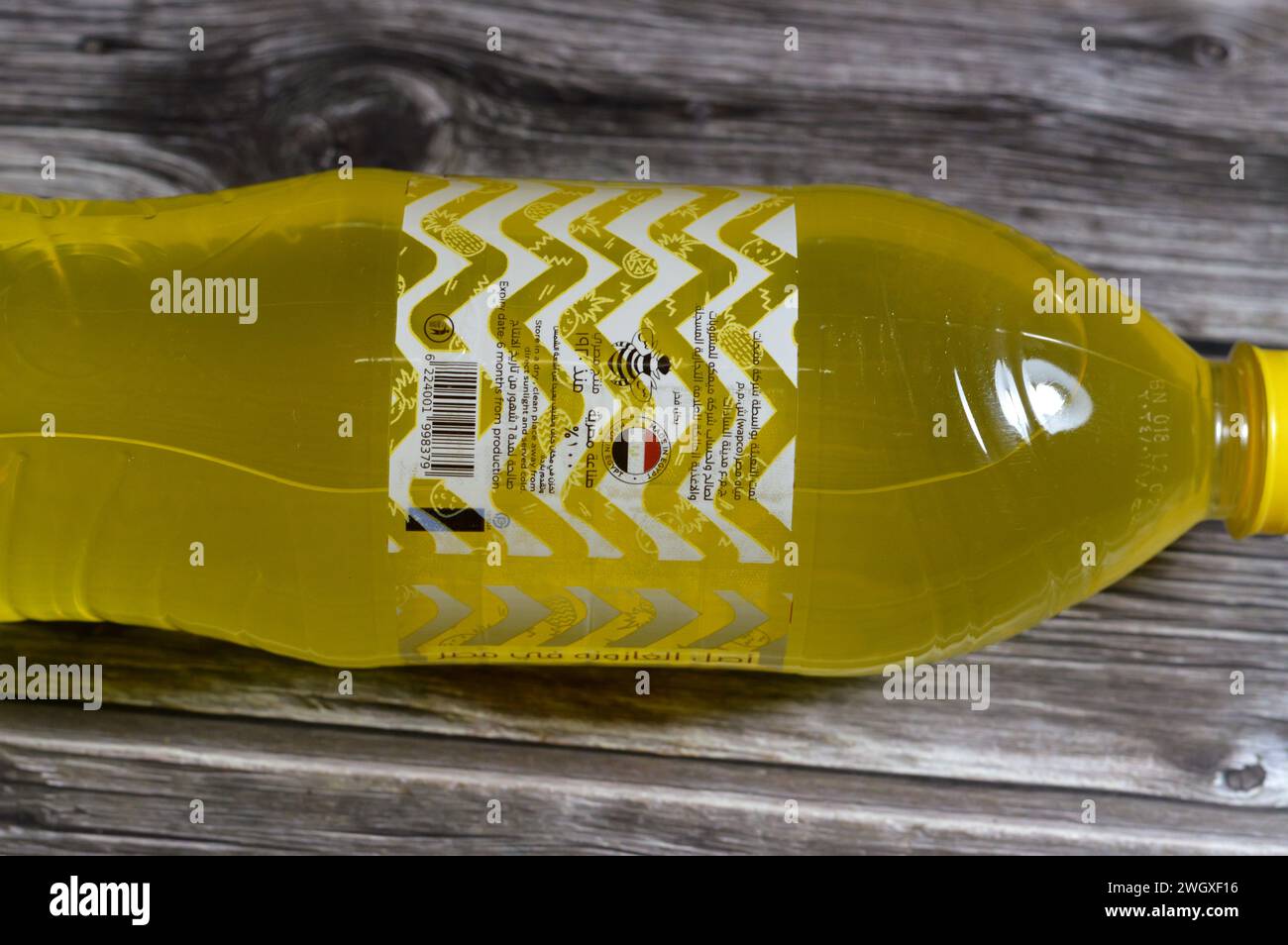 Cairo, Egypt, January 29 2024: Spiro Spathis pineapple soda drink ...