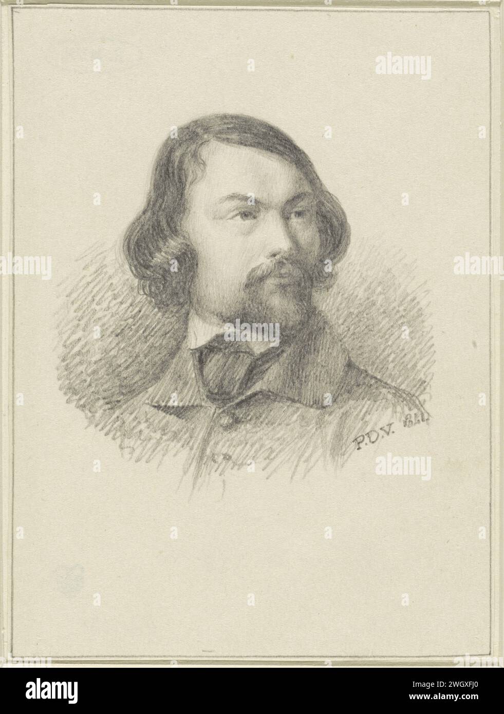 Self -portrait of Petrus De Vigne, Petrus De Vigne, 1841 drawing Self ...