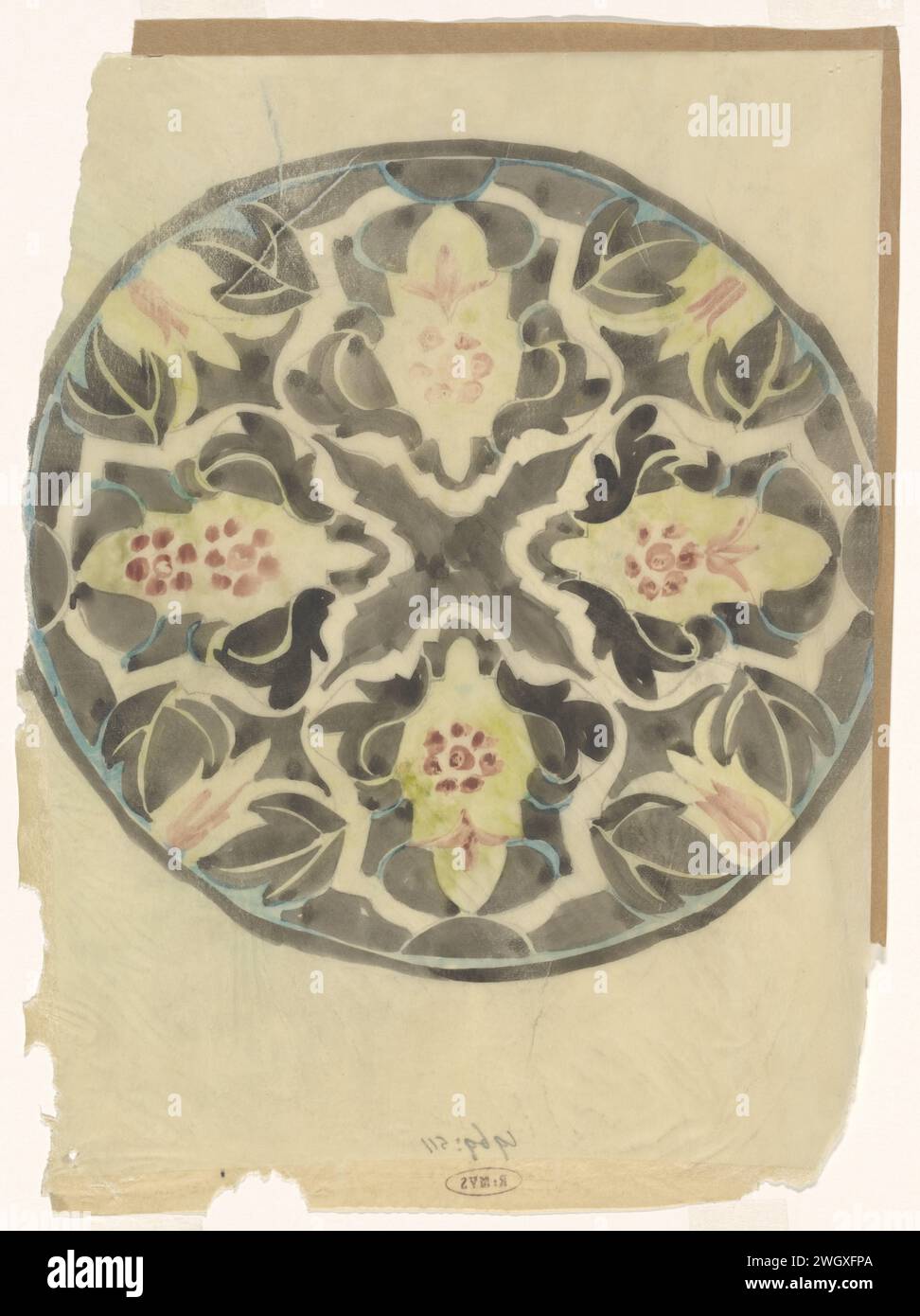 Design for a plate with floral decoration, Carel Adolph Lion Cachet ...