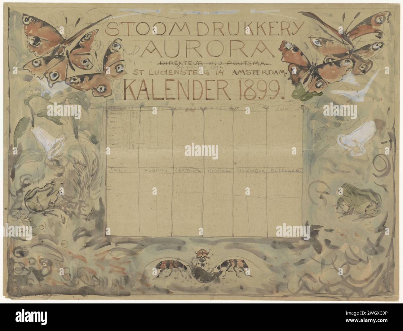 Design for the Calendar 1899 for the Aurora steam printing company ...