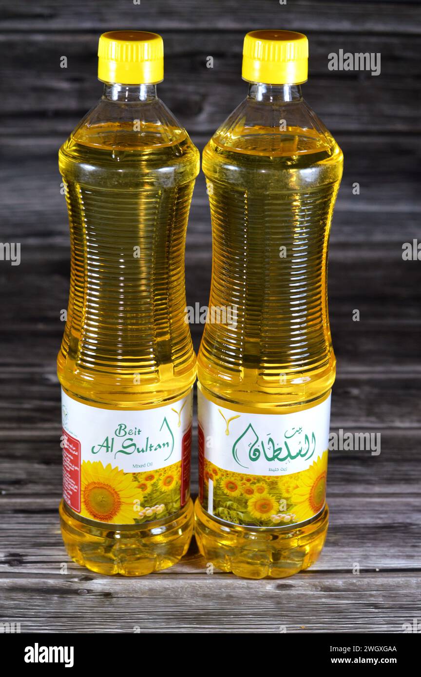 Cairo, Egypt, February 4 2024: Beit Al Sultan Food oil that is of ...