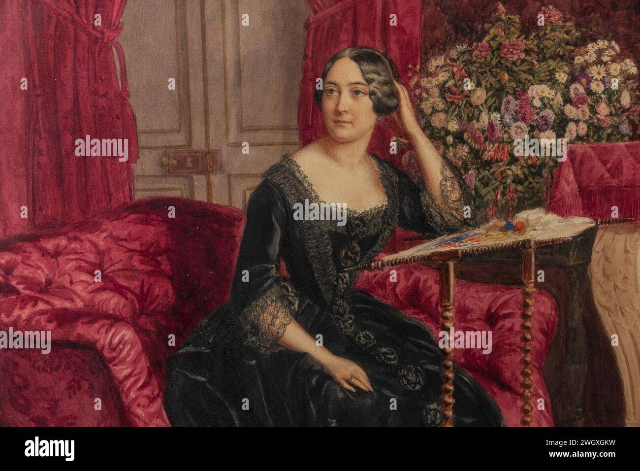 Athalante Legrand - Femme dans un intérieur bourgeois, 1848 (detail ...