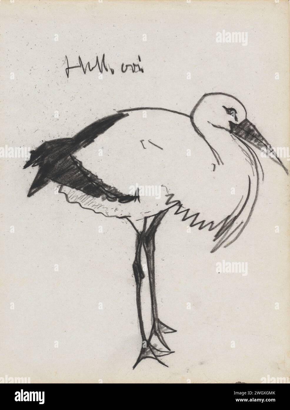 Dutch Ooievaar, Theo Nieuwenhuis, 1876 - 1951 drawing paper. chalk ...