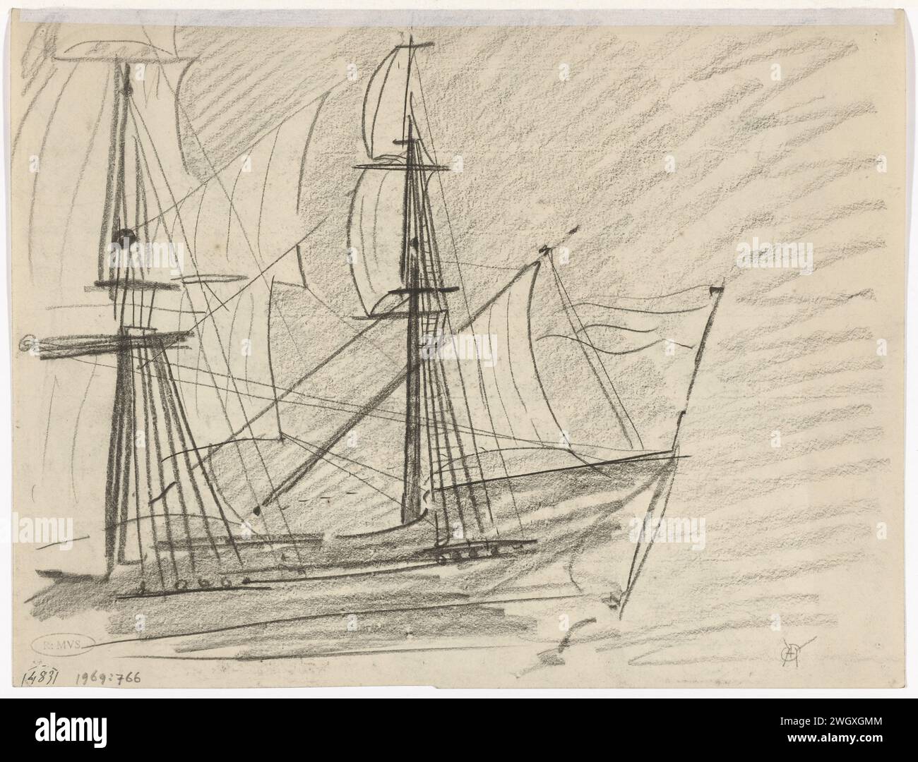 Sailing ship, Gerrit Willem Dijsselhof, 1876 - 1924 drawing paper ...