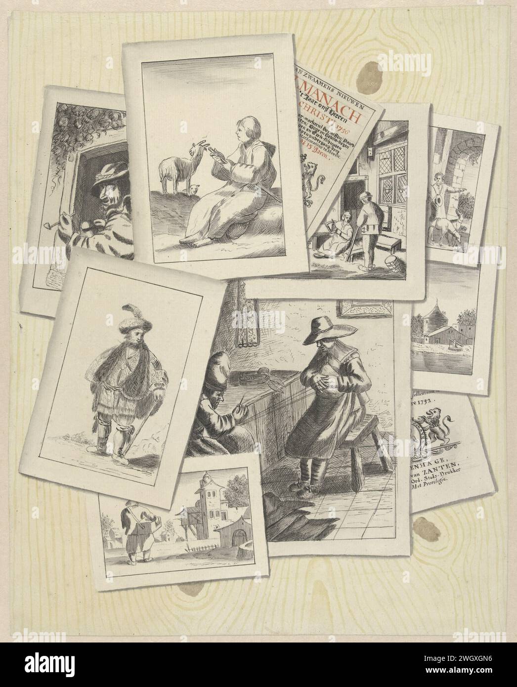 Deceiver with many prints, 1700 - 1800 drawing paper. ink. pencil pen ...