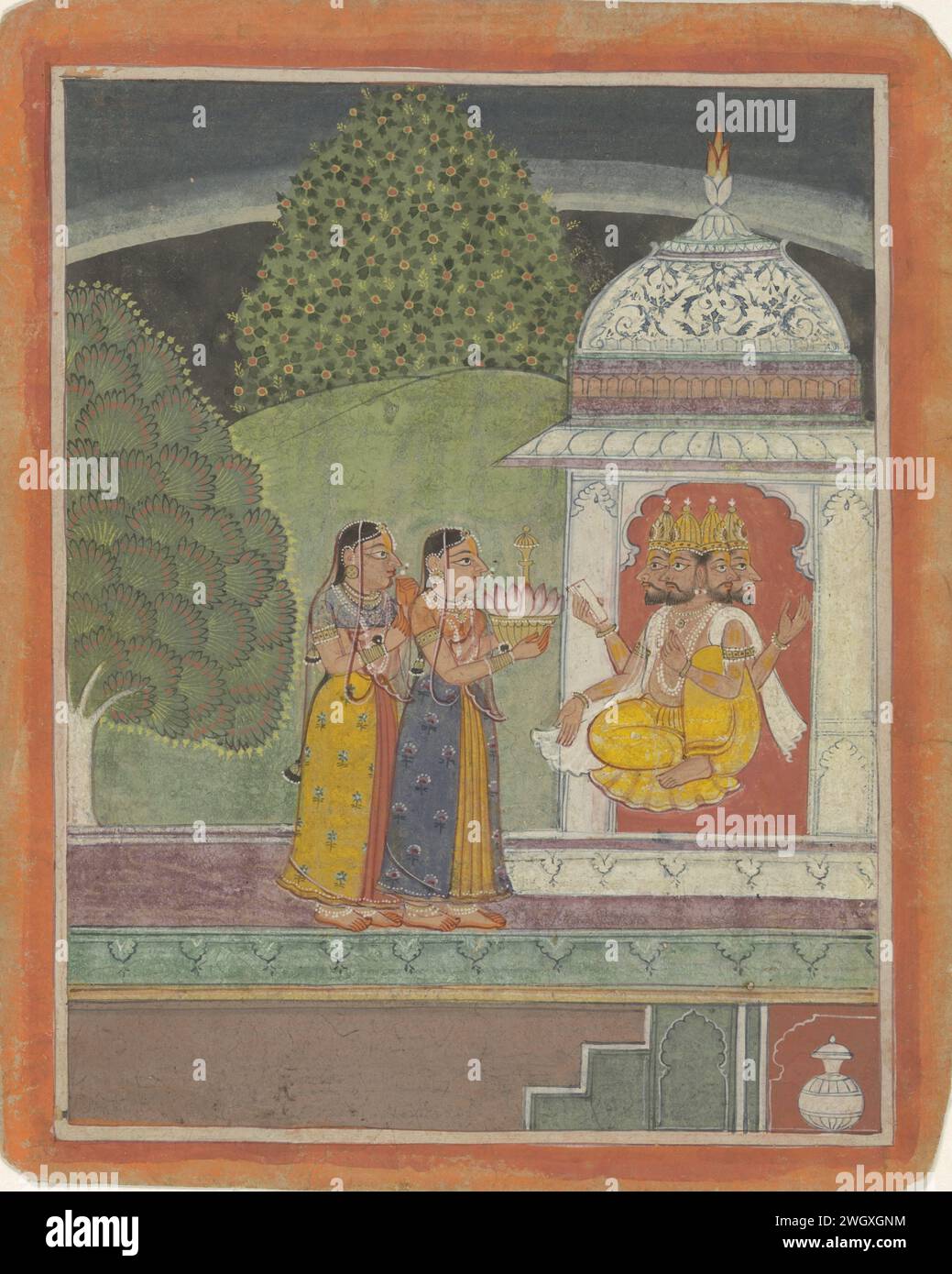 Khambavati ragini met god brahma, anonymous, c. 1690 Indian miniature ...