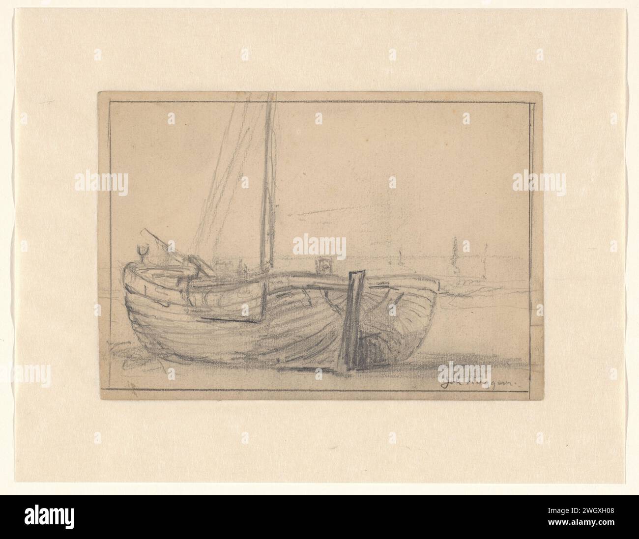 Bomschuit on the beach, Johannes Huygens, 1843 - 1911 drawing paper ...