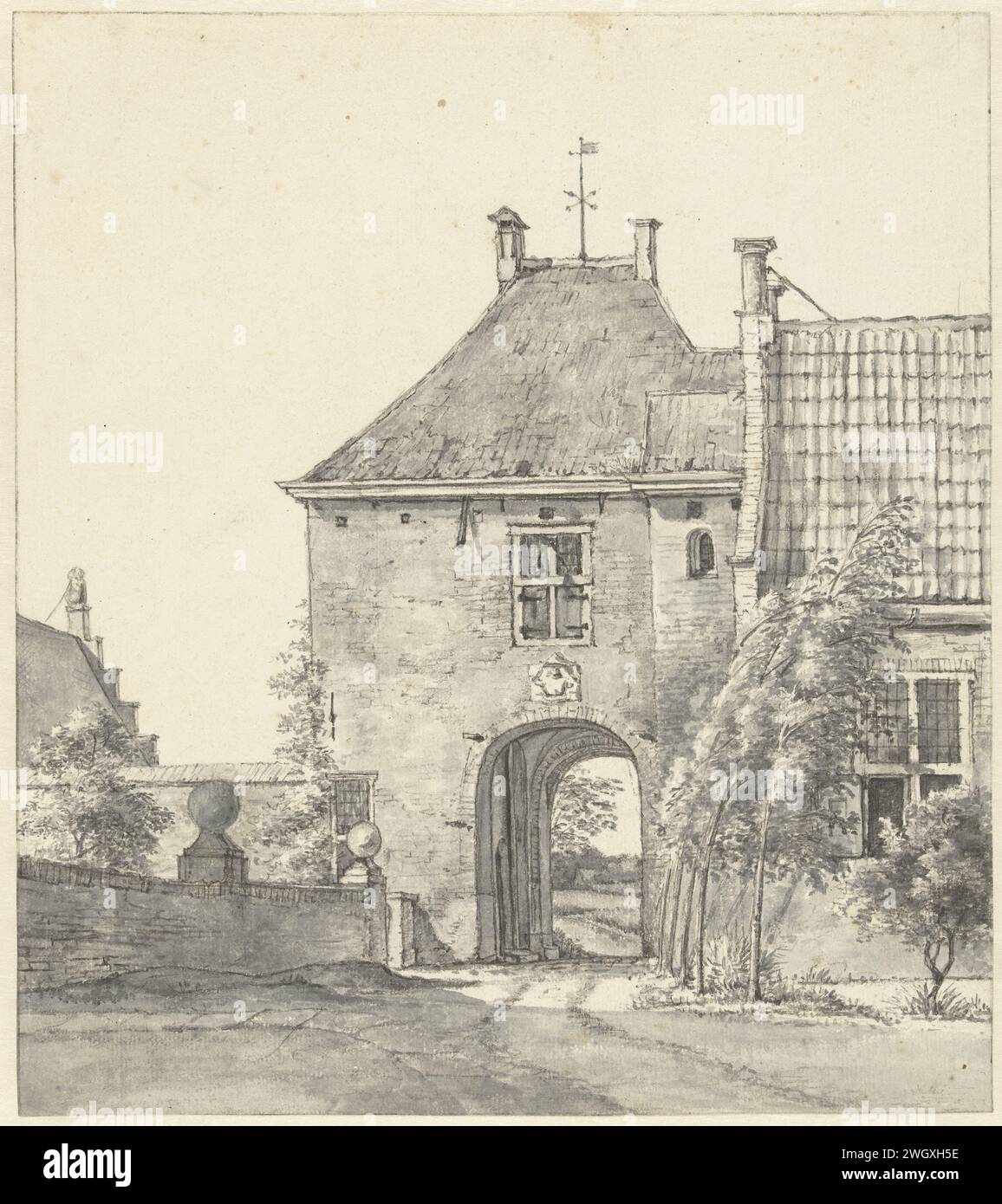 The Poort of the Heemstede Castle, Gerrit Lamberts, 1786 - 1850 drawing ...