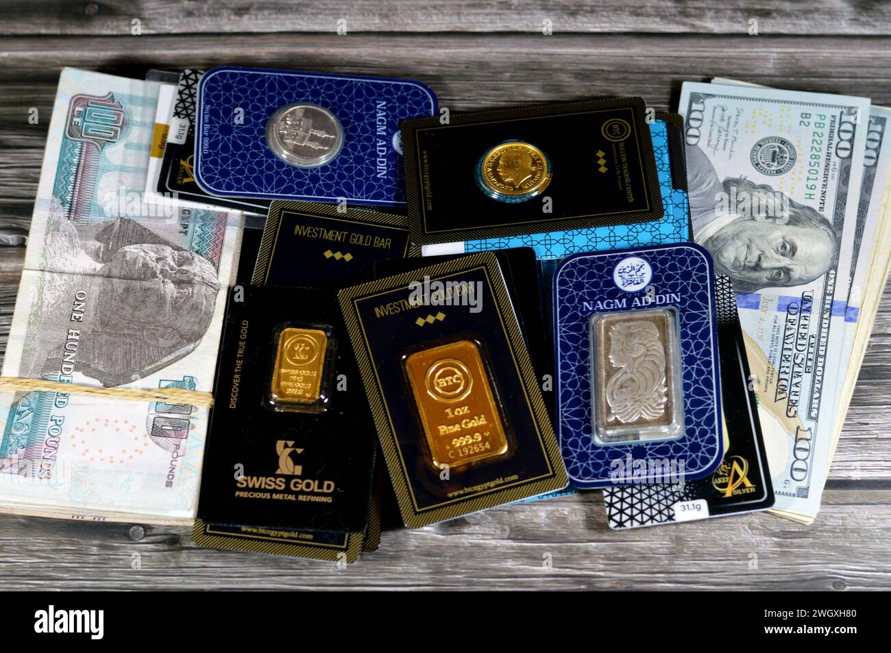 Cairo, Egypt, January 29 2024: USD American dollars bills, Egyptian ...