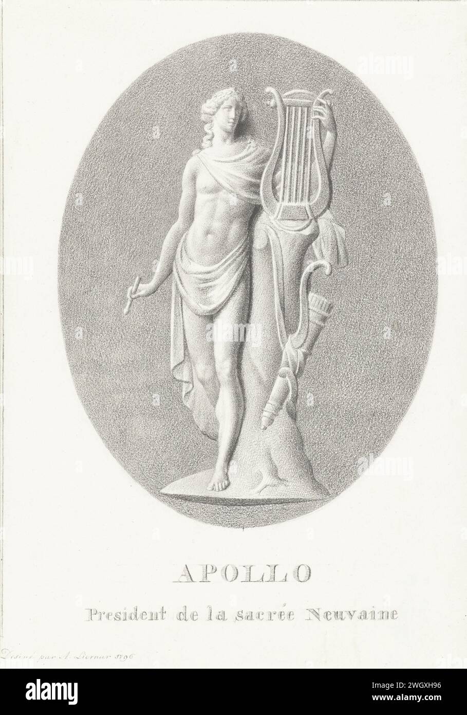 Apollo, Alexander Liernur, 1796 drawing Apollo, captain of the Muzen ...