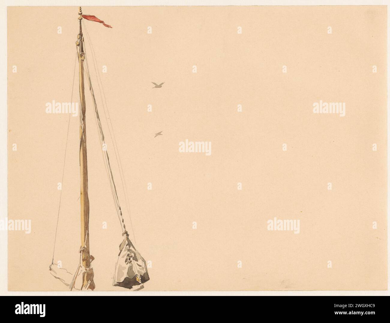 Study sheet with mast from a ship, Willem Bastiaan Tholen, 1870 - 1931 ...