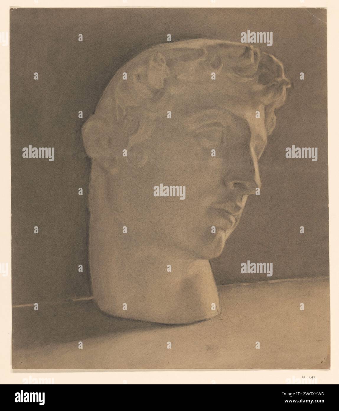 Study into a gypsum head, Jan Veth, 1874 - 1925 drawing paper. chalk ...