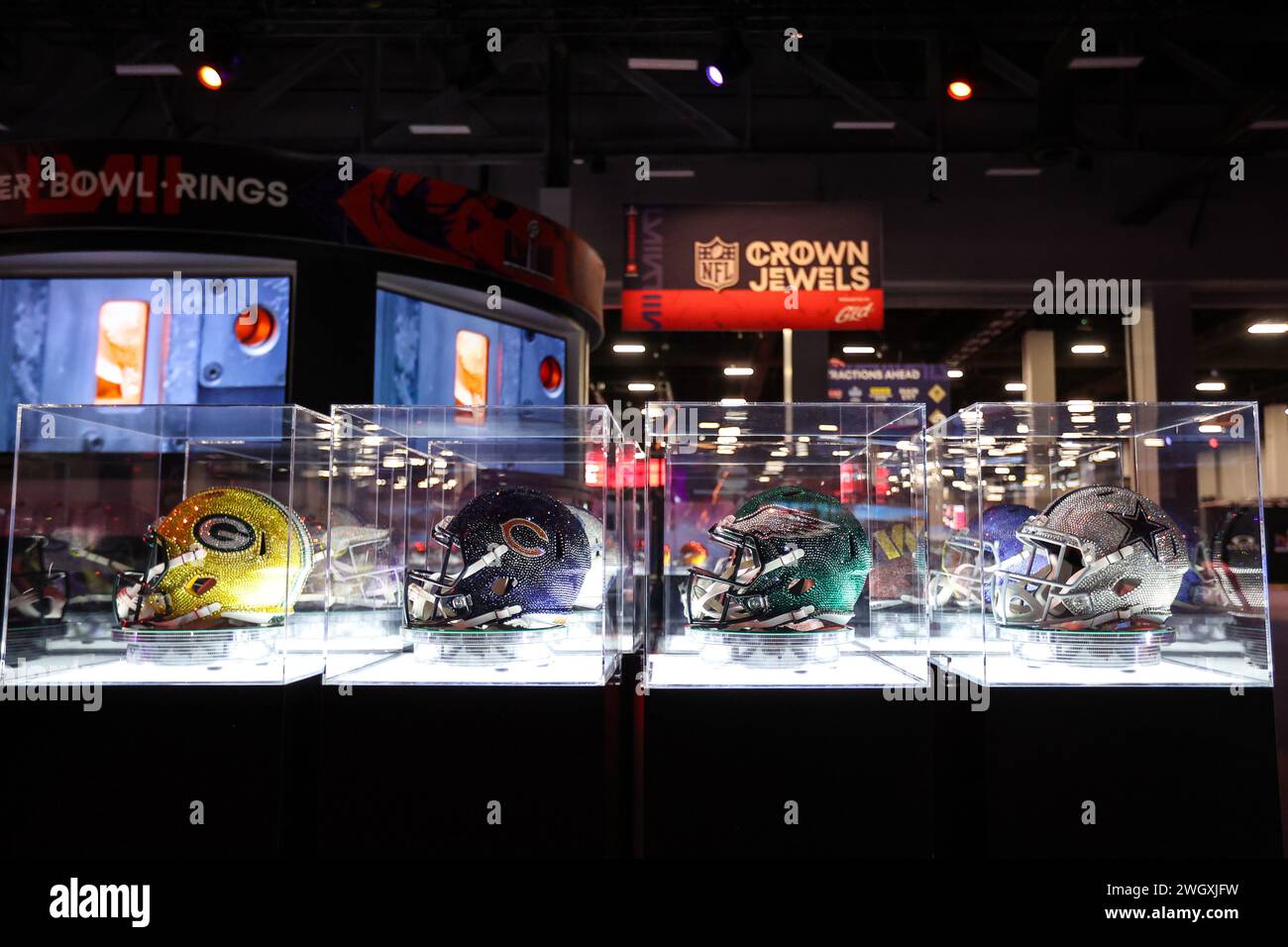 February 06, 2024: A sneak preview of the NFL Crown Jewels helmets ...